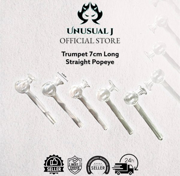 5 Pcs 7CM Long Trumpet Straight Popeye Bowl Pipe Crystal Ice Glass ...