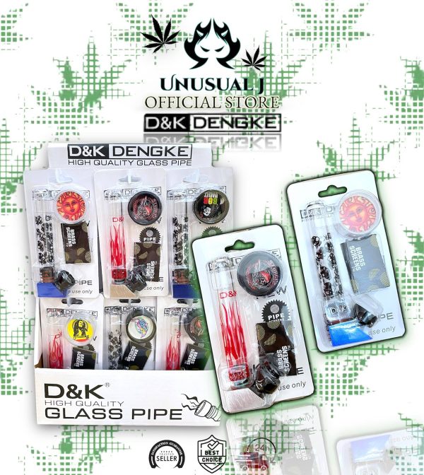 D&K DENGKE HIGH QUALITY GLASS PIPE Pocket Size Stand FIRE/Skull Pattern Smoking Glass Pipe for ...